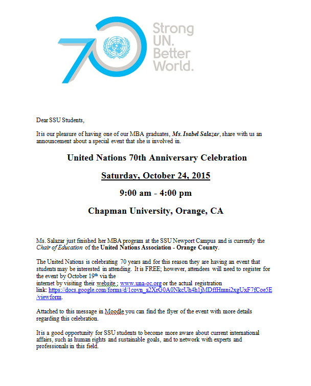 The United Nations is celebrating 70 years SSU - Business ...